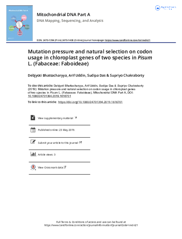 Pdf Mutation Pressure And Natural Selection On Codon Usage In Chloroplast Genes Of Two Species