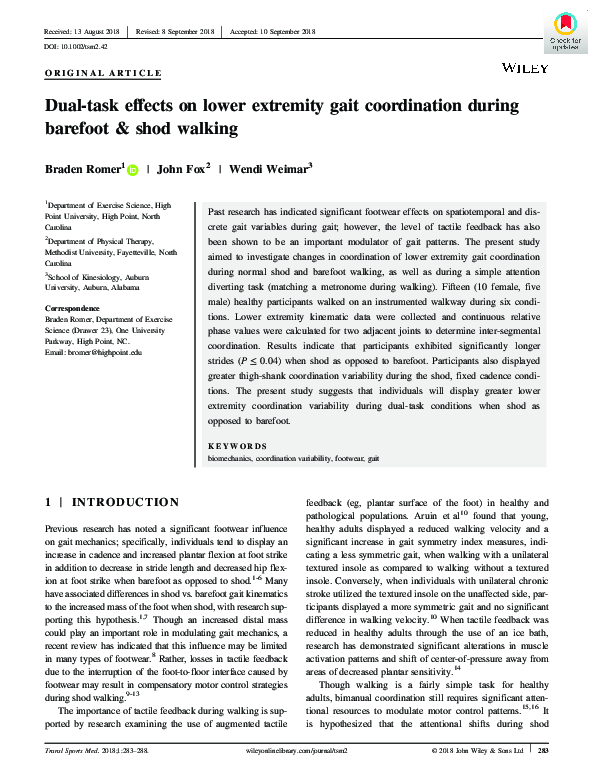 (PDF) Dual-task effects on lower extremity gait coordination during ...