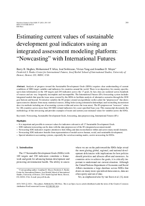 (PDF) Estimating current values of sustainable development goal ...