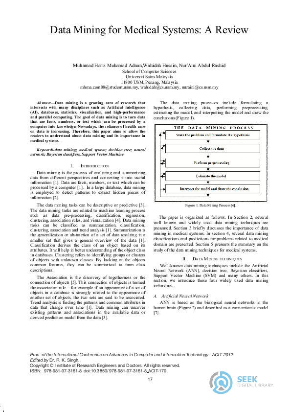 (PDF) Data Mining for Medical Systems: A Review