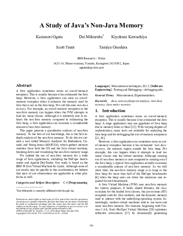 (PDF) A study of Java's non-Java memory