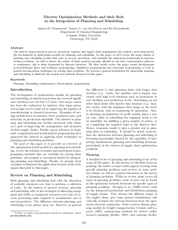 (PDF) Discrete optimization methods and their role in the integration ...
