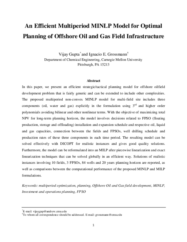 (PDF) An Efficient Multiperiod MINLP Model for Optimal Planning of Offshore Oil and Gas Field ...