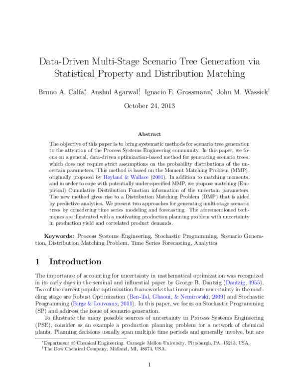 (PDF) Data-driven multi-stage scenario tree generation via statistical ...