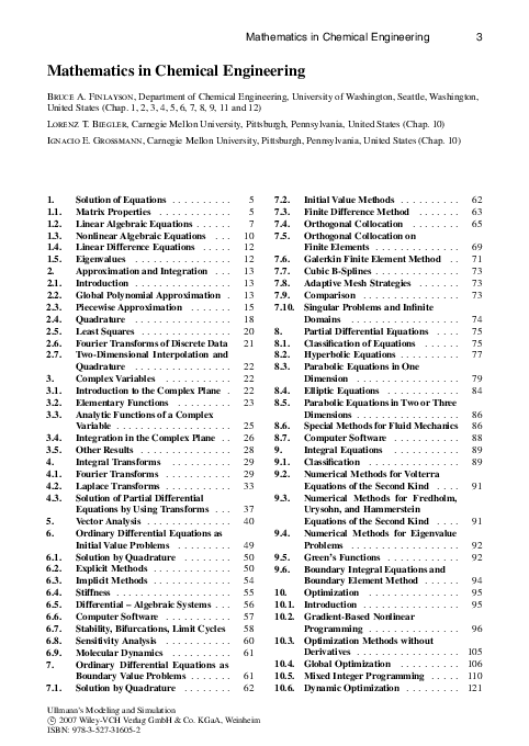 (PDF) Mathematics in Chemical Engineering