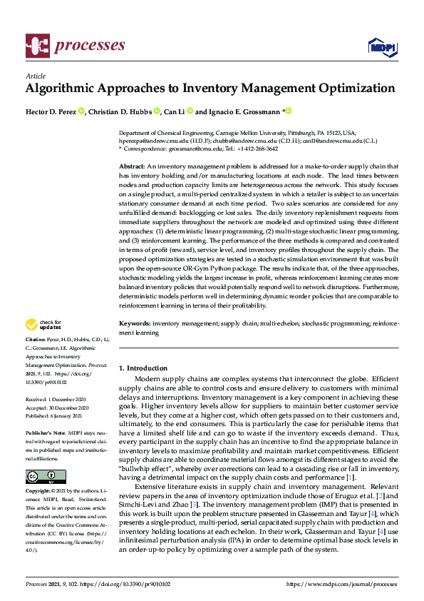 (PDF) Algorithmic Approaches to Inventory Management Optimization