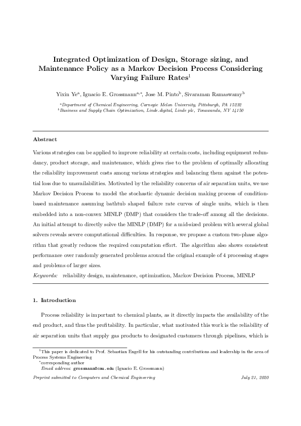 (PDF) Integrated optimization of design, storage sizing, and maintenance policy as a Markov ...