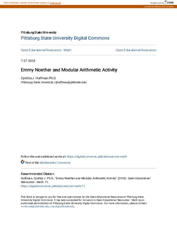 (PDF) Emmy Noether and Modular Arithmetic Activity