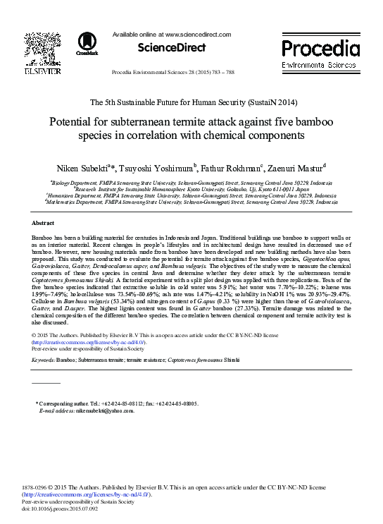 (PDF) Potential for Subterranean Termite Attack against Five Bamboo ...