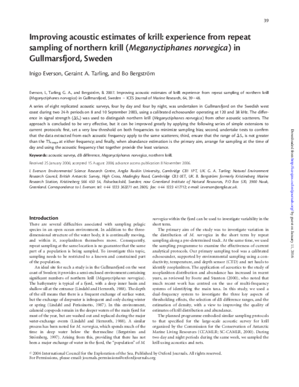 (PDF) Improving acoustic estimates of krill: experience from repeat ...