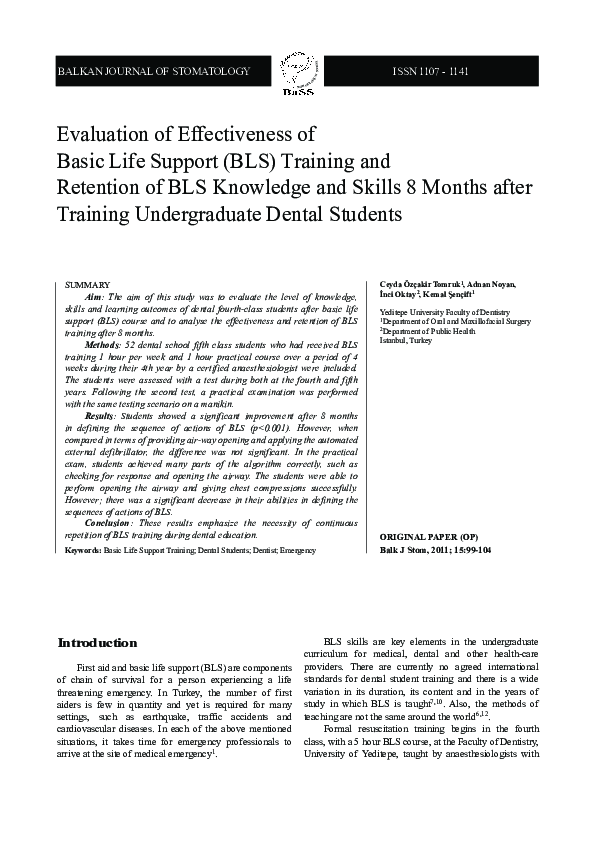 (PDF) Evaluation of effectiveness of basic life support (BLS) training ...