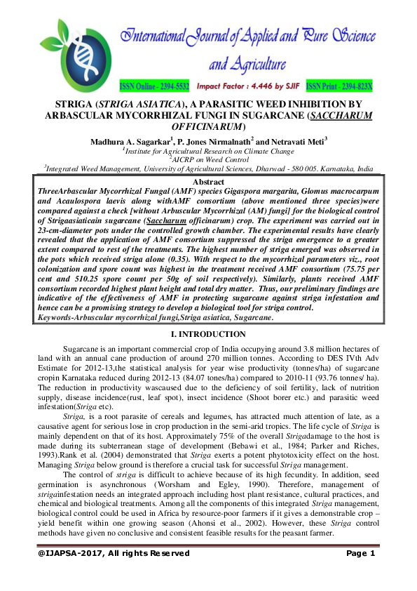 (PDF) Striga (Striga asiatica), a parasitic weed inhibition by ...