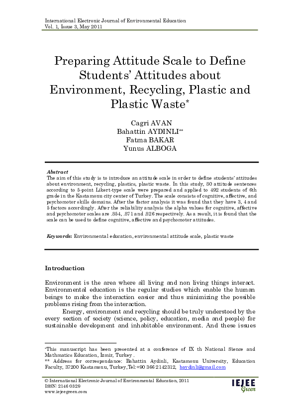 (PDF) Plastic Waste*