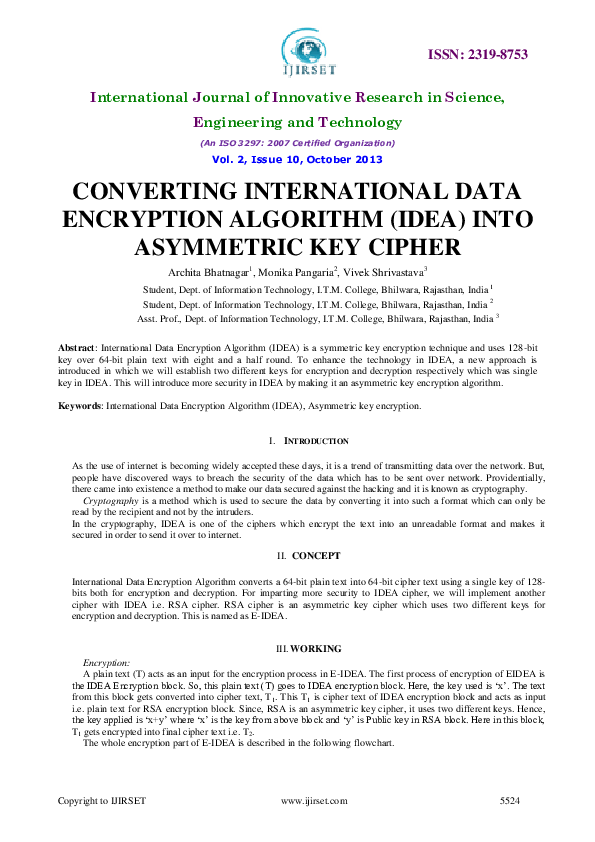 (PDF) Converting International Data Encryption Algorithm (Idea) Into ...