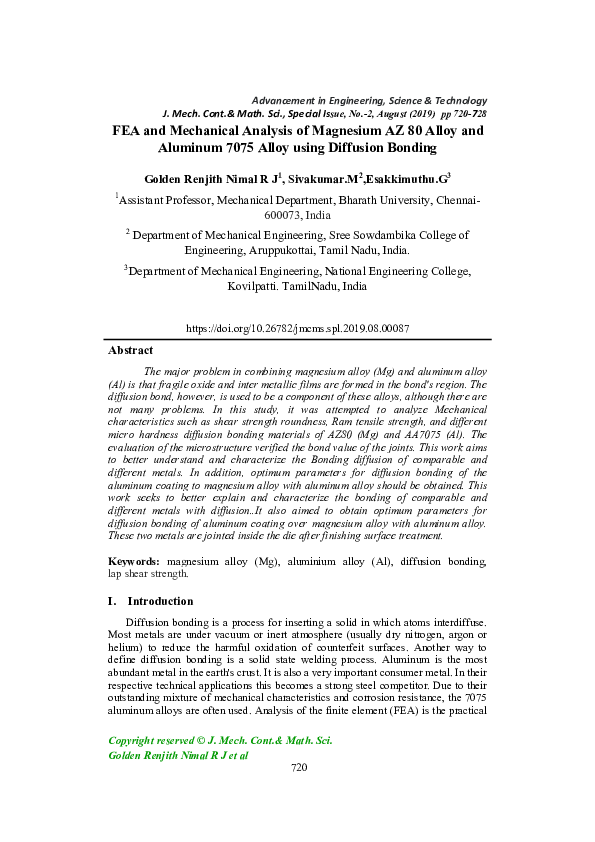 (PDF) Diffusion Bonding between AZ91 Magnesium Alloy and 7075 Aluminum Alloy