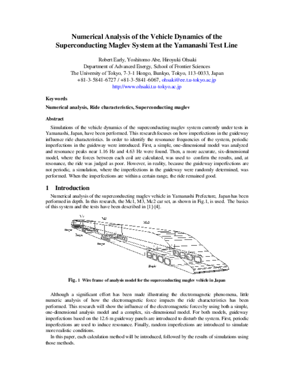 (PDF) Numerical analysis of the vehicle dynamics of the superconducting maglev system at the ...