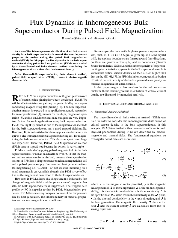 (PDF) Flux Dynamics in Inhomogeneous Bulk Superconductor During Pulsed Field Magnetization ...