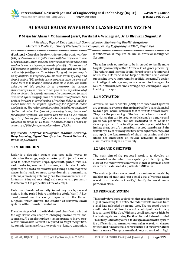 (PDF) Ai Based Radar Waveform Classification System