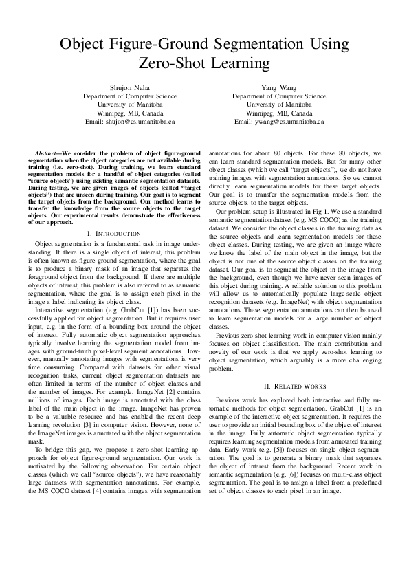 (PDF) Object figure-ground segmentation using zero-shot learning