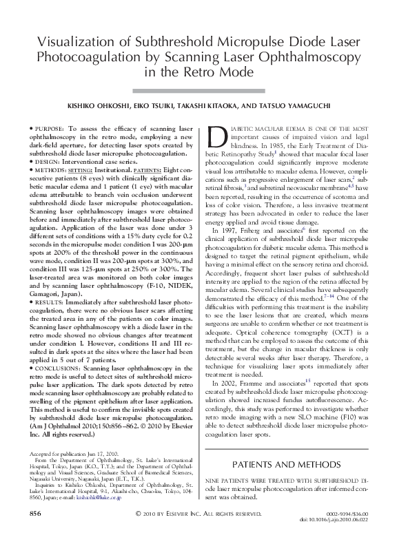 (PDF) Visualization of Subthreshold Micropulse Diode Laser ...