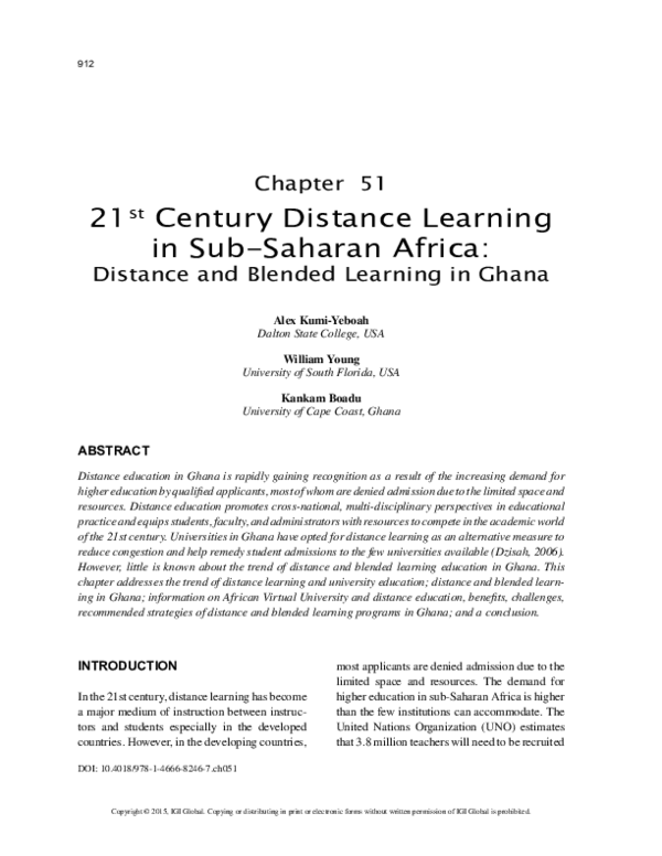 (PDF) 21st Century Distance Learning in Sub-Saharan Africa