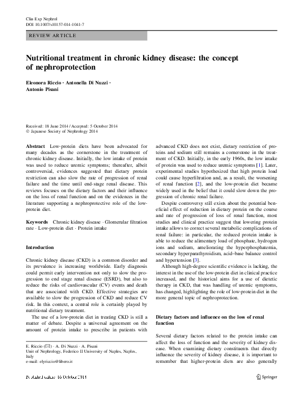(PDF) Nutritional treatment in chronic kidney disease: the concept of ...