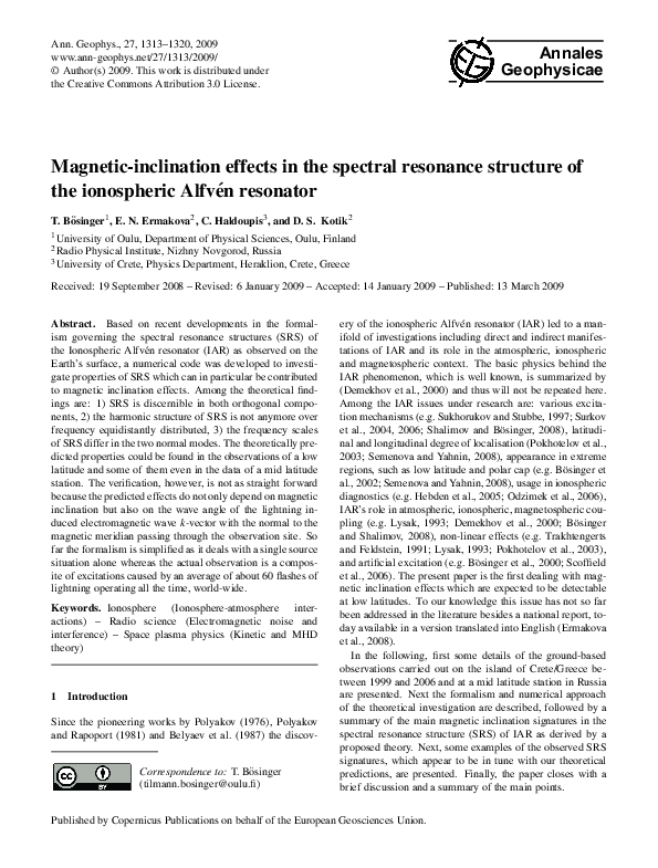 (PDF) Magnetic-inclination effects in the spectral resonance structure ...