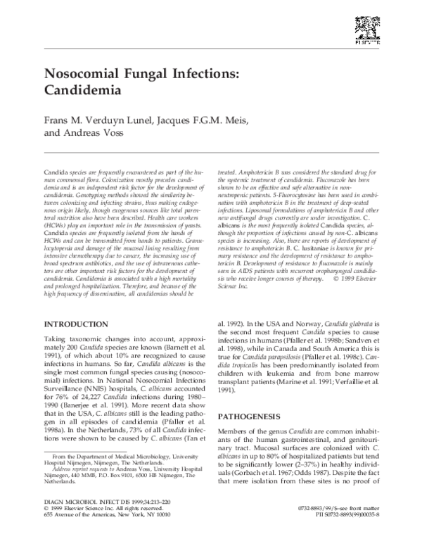 (PDF) Nosocomial fungal infections: candidemia