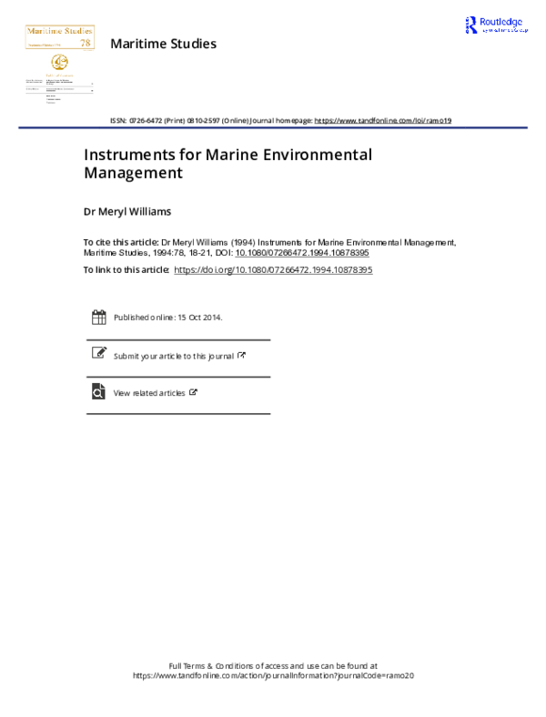 (PDF) Instruments for Marine Environmental Management | Meryl Williams ...