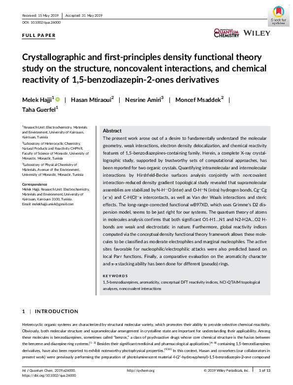 (PDF) Crystallographic and first‐principles density functional theory study on the structure ...