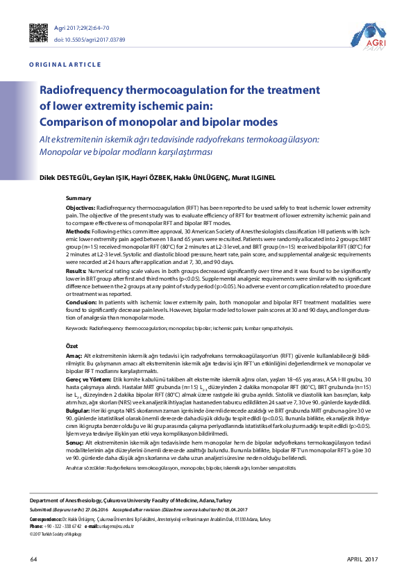 (PDF) Radiofrequency termocoagulation for the treatment of lower extremity ischemic pain ...