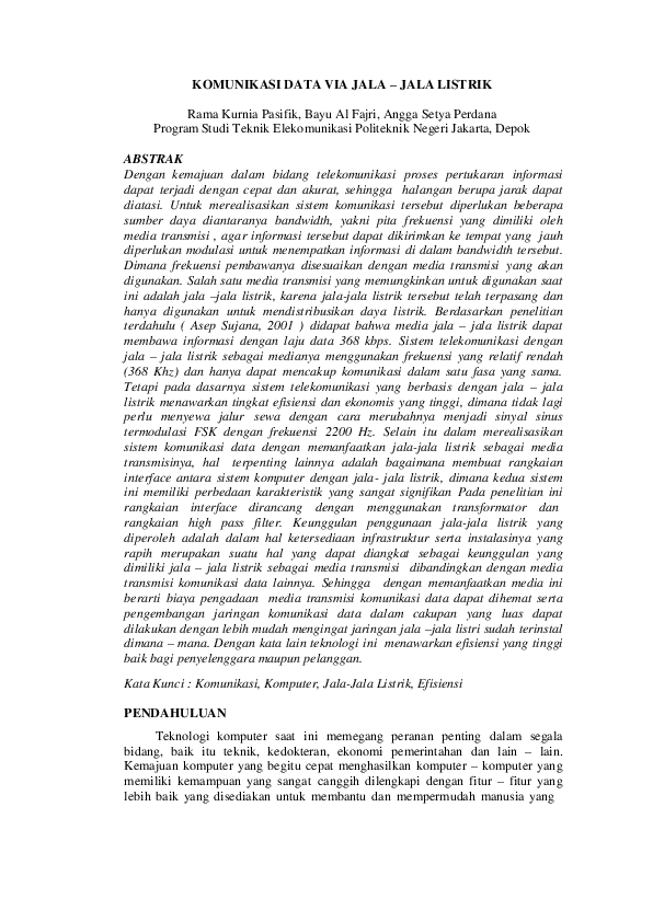 (PDF) Komunikasi Data via Jala – Jala Listrik