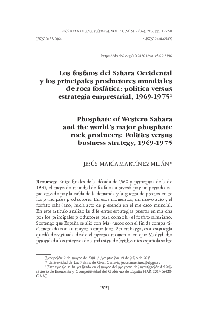 (PDF) Los fosfatos del Sahara Occidental y los principales productores ...