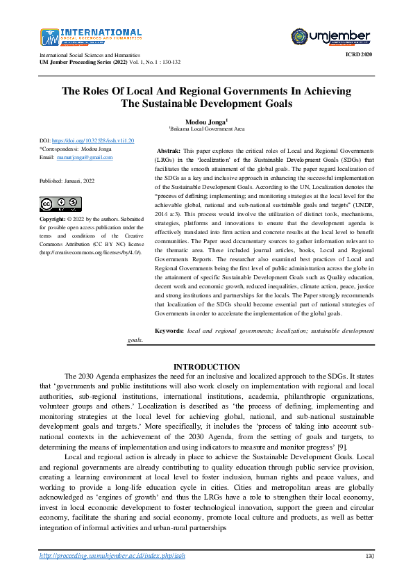 (PDF) The Roles Of Local And Regional Governments In Achieving The ...