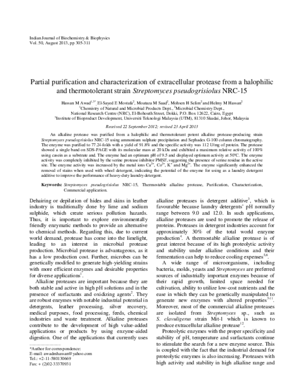 (PDF) Partial purification and characterization of extracellular ...