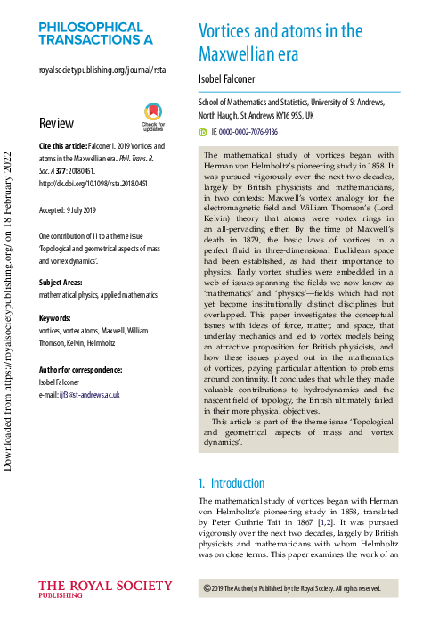 (PDF) Vortices and atoms in the Maxwellian era