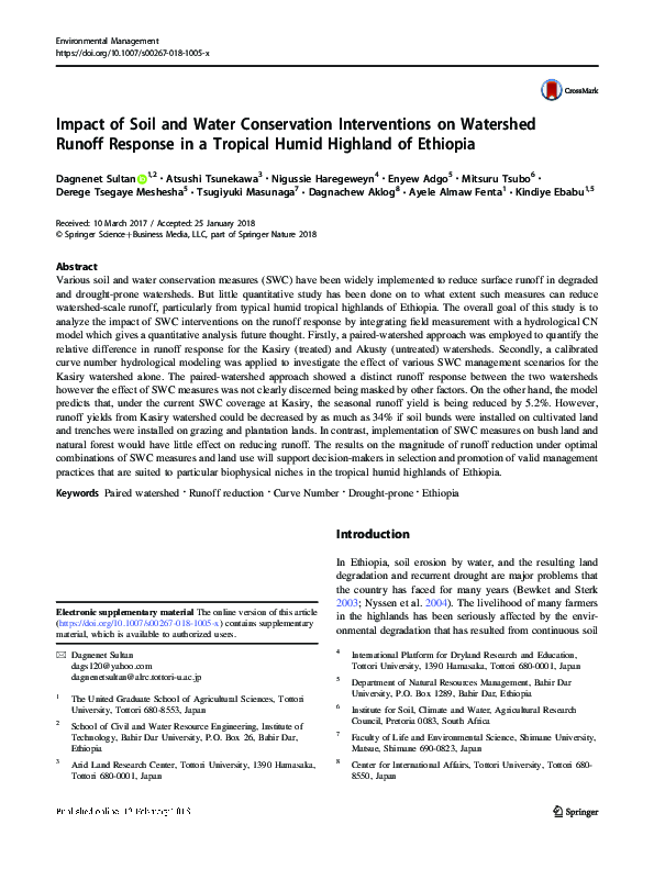 (PDF) Impact of Soil and Water Conservation Interventions on Watershed ...