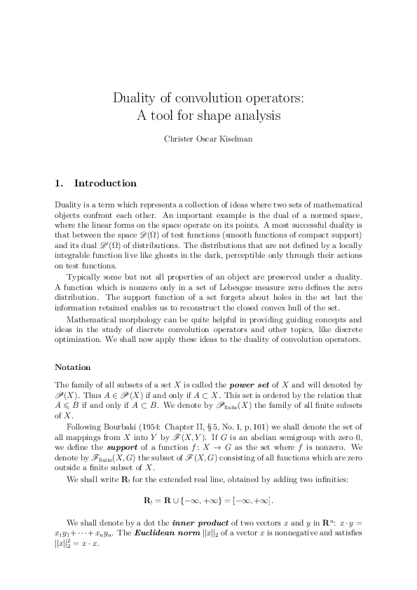(PDF) Duality of convolution operators: A tool for shape analysis
