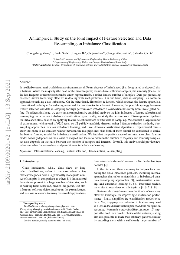 (PDF) An Empirical Study on the Joint Impact of Feature Selection and Data Re-sampling on ...