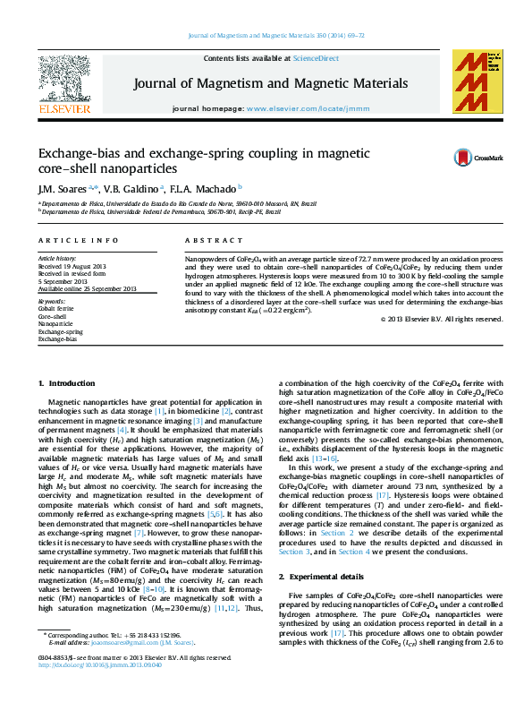 (PDF) Exchange-bias and exchange-spring coupling in magnetic core–shell ...