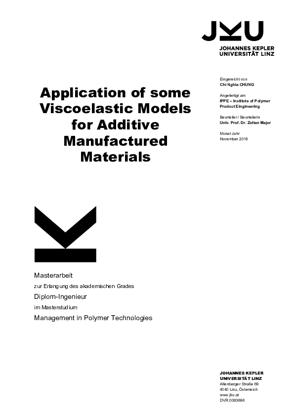 (PDF) Application of some Viscoelastic Models for Additive Manufactured ...