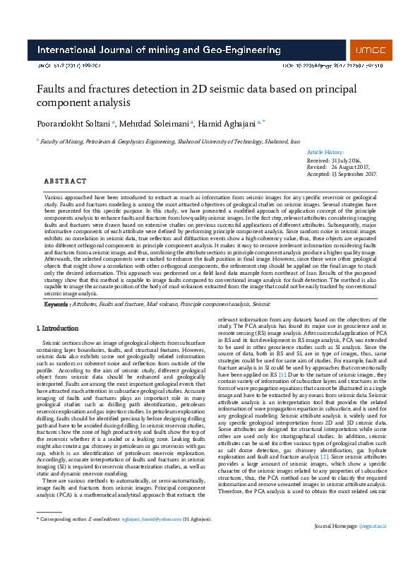 Pdf Faults And Fractures Detection In 2d Seismic Data Based On