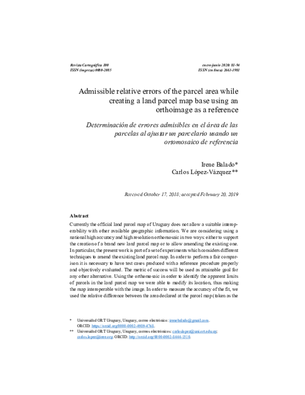 (PDF) Admissible relative errors of the parcel area while creating a ...