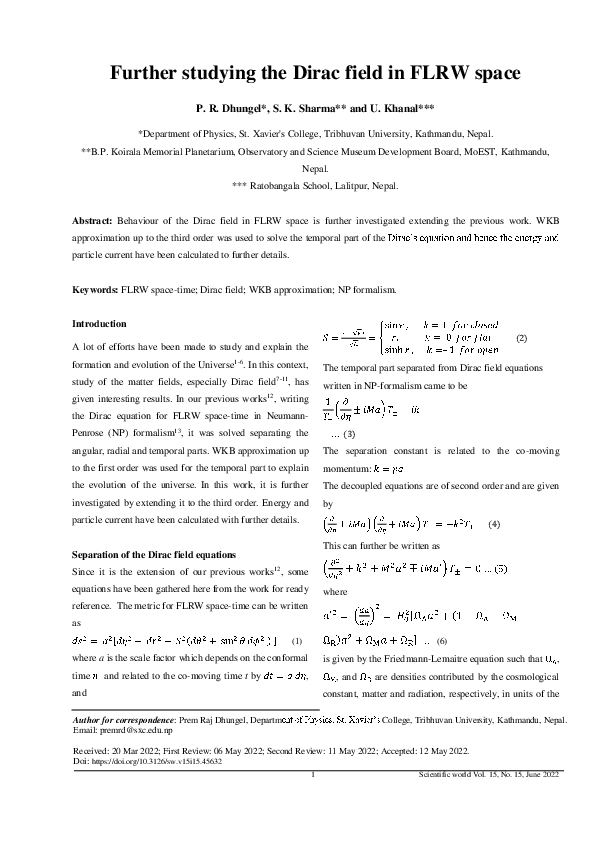 (PDF) Further studying the Dirac field in FLRW space