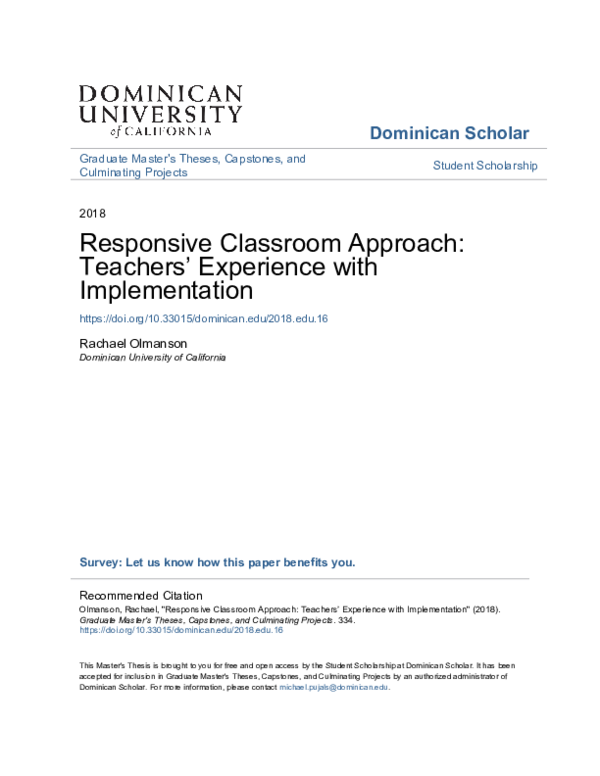 (PDF) Responsive Classroom Approach