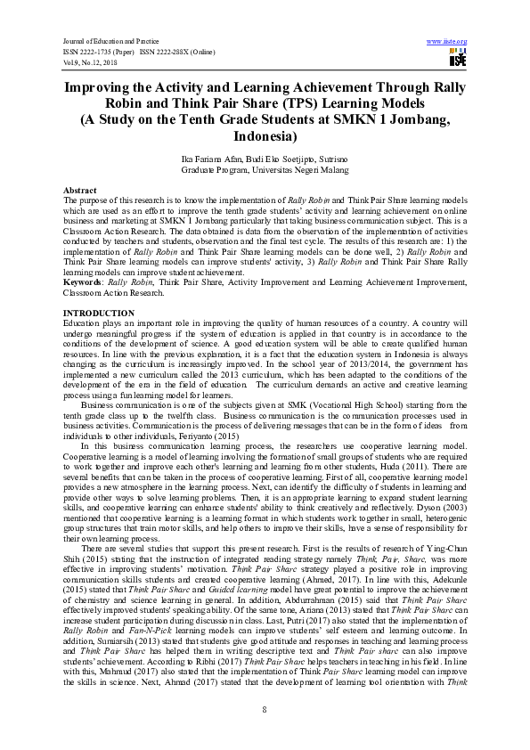 (PDF) Improving the Activity and Learning Achievement Through Rally ...