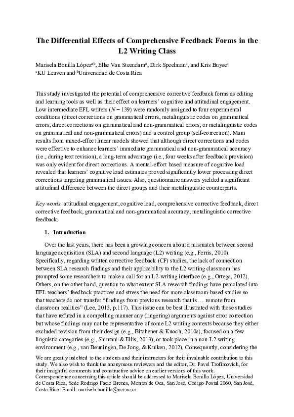 (PDF) The Differential Effects of Comprehensive Feedback Forms in the ...