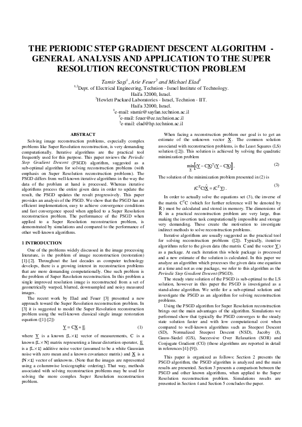(PDF) The Periodic Step Gradient Descent Algorithm - General Analysis And Application To The ...