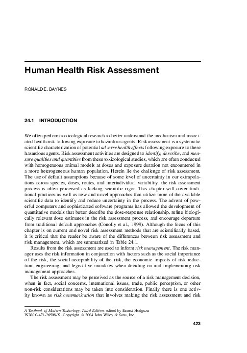 (PDF) Human Health Risk Assessment