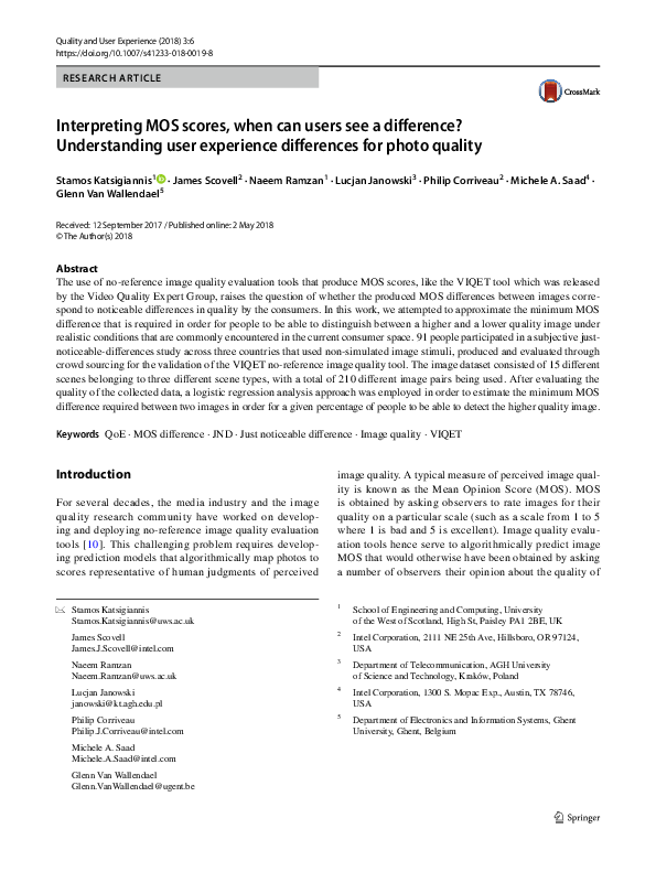 (PDF) Interpreting MOS scores, when can users see a difference ...